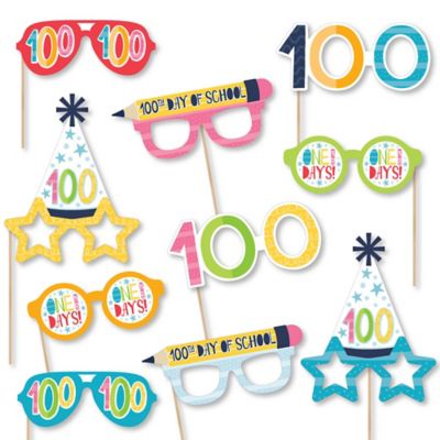 Happy 100th Day of School Glasses - Paper Card Stock 100 Days Party ...