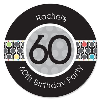 Adult 60th Birthday - Personalized Birthday Party Sticker Labels - 24 ...