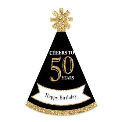 Adult 50th Birthday - Gold - Personalized Mini Cone Birthday Party Hats ...