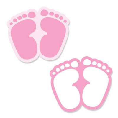 Baby Feet Pink - Shaped Baby Shower Paper Cut-Outs | BigDotOfHappiness.com